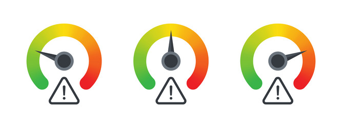 Risk meter icons signs concept high Royalty Free Vector