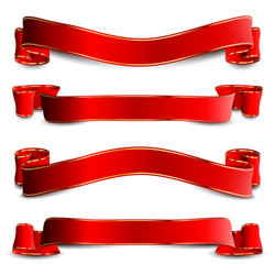 Three red ribbons with gold stripes Royalty Free Vector