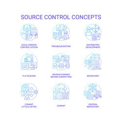 Source control concept icons set Royalty Free Vector Image