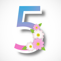 Spring number six with colorful flower template Vector Image