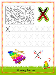 Letter x uppercase and lowercase tracing practice Vector Image