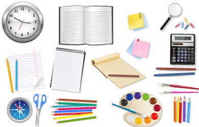 Big set of school things for classroom Royalty Free Vector