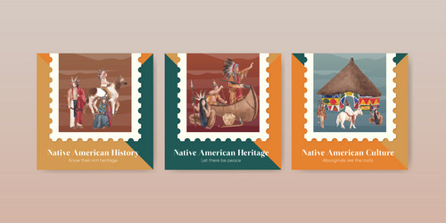 Banner template with native american Royalty Free Vector