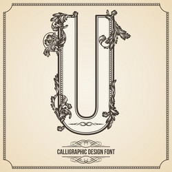 Floral letter u ornament font Royalty Free Vector Image