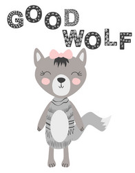 Pensive wolf on white background cartoon Vector Image