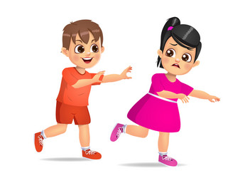 Bad kid girl theft candy from her friend Vector Image