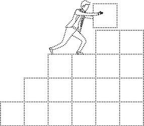 Businessman pushing a block in structure of bricks