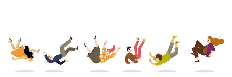 Happy people fly floating in air Royalty Free Vector Image
