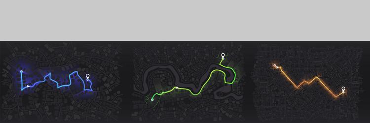 Set of maps with route distance data path turns Vector Image