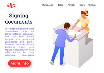 Two people interact near reception or counter Vector Image