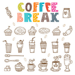 Coffee time doodle set Royalty Free Vector Image