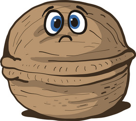 Angry walnut on a white background Royalty Free Vector Image