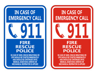 911 fire rescue police symbol sign isolate Vector Image