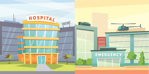 Hospital building cartoon modern Royalty Free Vector Image
