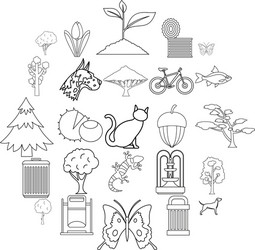 Fresh air icons set outline style Royalty Free Vector Image