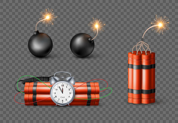Cartoon dynamite and tnt explosives with timer Vector Image
