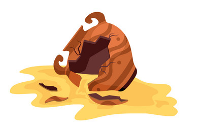 Broken ancient vase old greek jar cartoon Vector Image