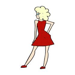 Comic cartoon model woman posing Royalty Free Vector Image