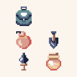 Flat design pixel art element set Royalty Free Vector Image