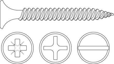 Wood screw outline icon phillips flat head Vector Image