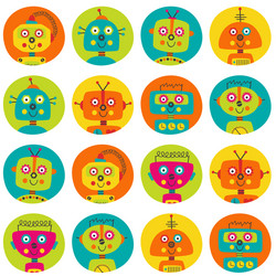 Pattern with colorful robots Royalty Free Vector Image
