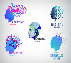 Creative mind human head logo concept Royalty Free Vector