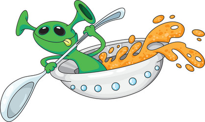 Alien peeps out from hole space Royalty Free Vector Image