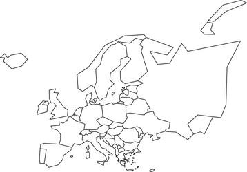 Thin black outline map of european union - eu Vector Image