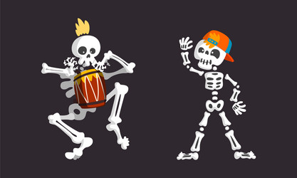 Bony skeleton character in different pose Vector Image