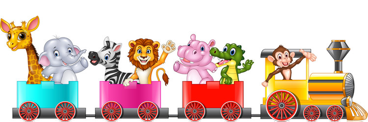 Animal train cartoon Royalty Free Vector Image