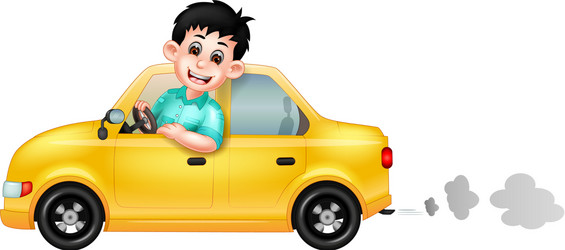 Funny yellow car cartoon Royalty Free Vector Image