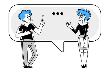 Young man and woman having a dialog about work Vector Image