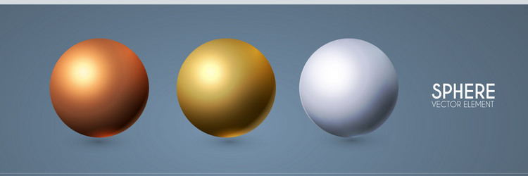 Realistic spheres set with reflection gold Vector Image