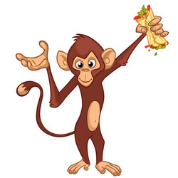 Cartoon funny monkey chimpanzee holding falafel Vector Image