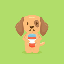Cute dog drink coffee cartoon Royalty Free Vector Image