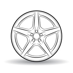 Isolated monochrome car wheel rim image Royalty Free Vector