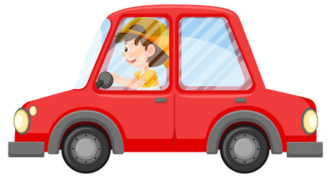 Cute boy driving car cartoon Royalty Free Vector Image