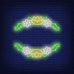 Roses frame neon sign Royalty Free Vector Image