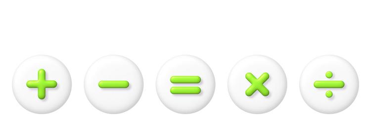 Math 3d icons set blue arithmetic plus minus Vector Image