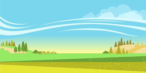 Rural landscape with green fields Royalty Free Vector Image