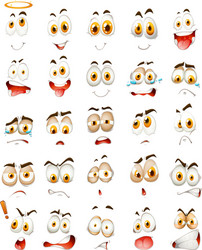 Emotions faces set different emotional Royalty Free Vector