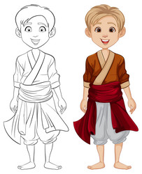 Caucasian in southeast asian traditional Vector Image