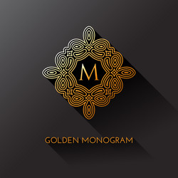 Golden monogram Royalty Free Vector Image - VectorStock