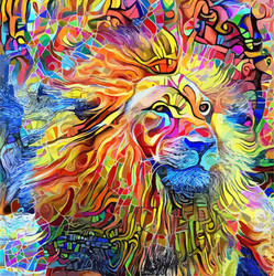 Colorful geometric lion cubism portrait Royalty Free Vector