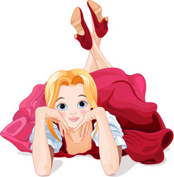 Beautiful red-haired princess in a blue ball gown Vector Image