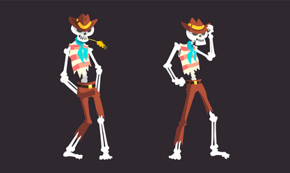 Bony skeleton character in different pose Vector Image