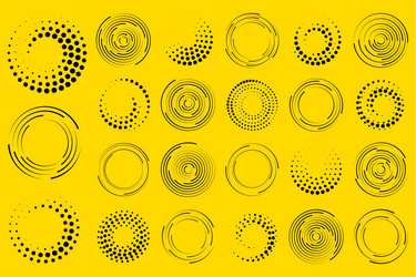 Set of black halftone circle speed lines motion Vector Image