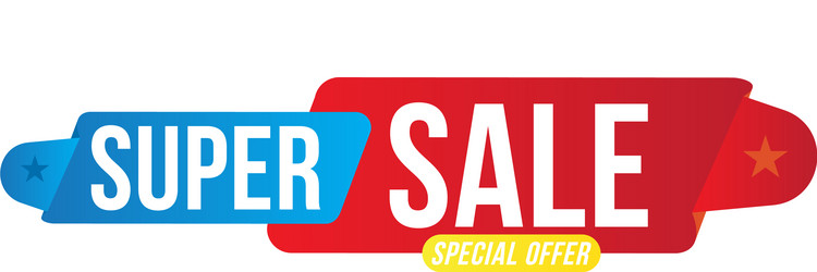 Super sale discount blue and red tag flat Vector Image