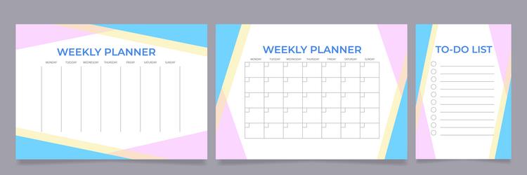 Study planner worksheet design template Royalty Free Vector