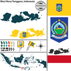 Indonesian map with animals and landmarks Vector Image